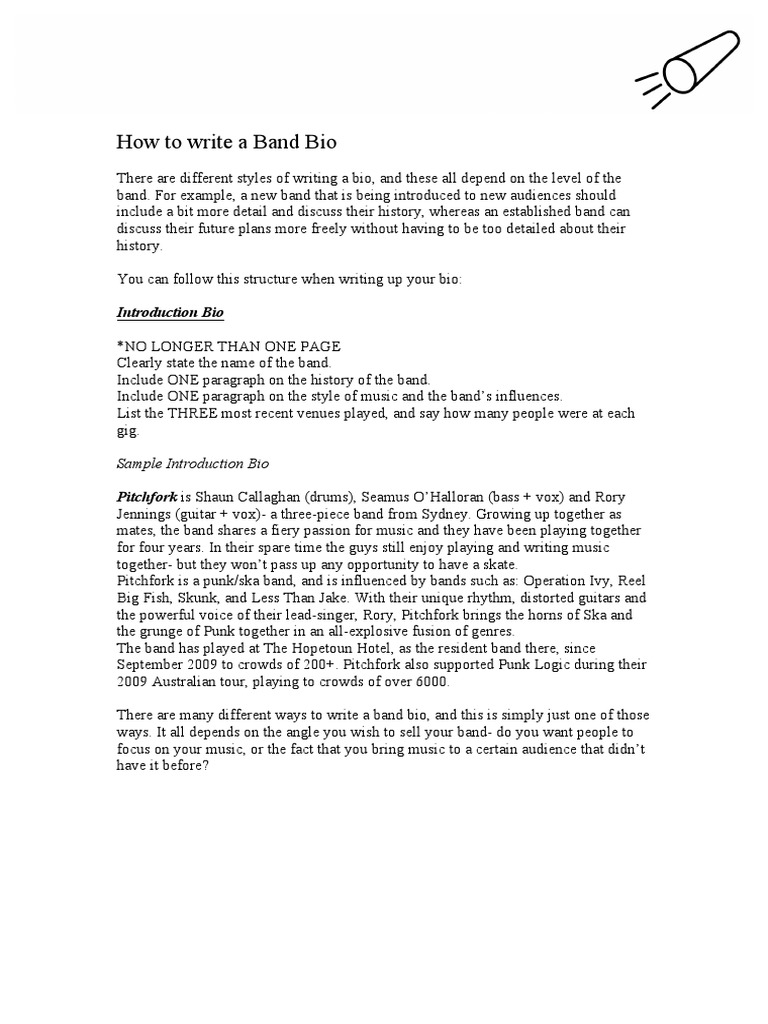 Writing A Band Bio1 | PDF