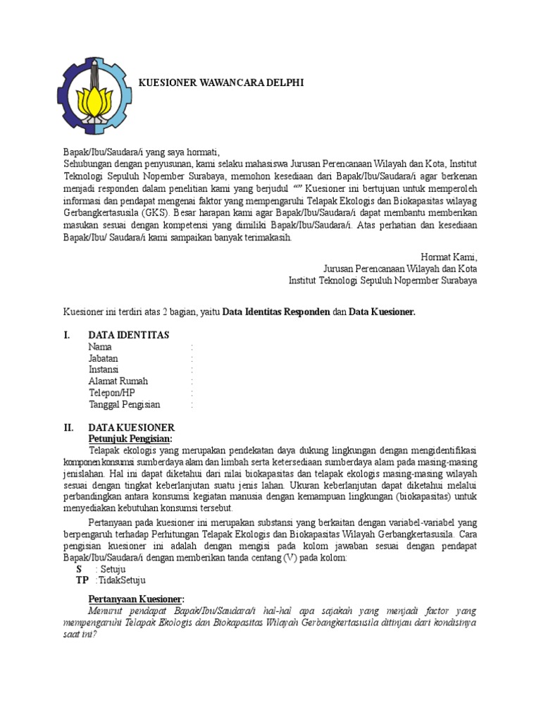 Kuesioner Metode Delphi untuk GKS | PDF | Teknologi & Rekayasa