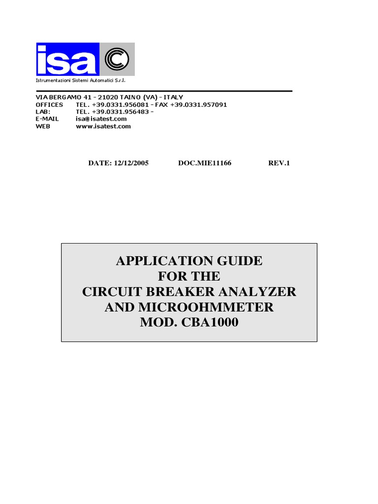 ISA CBA 1000 Manual - Application | PDF | Mains Electricity ...