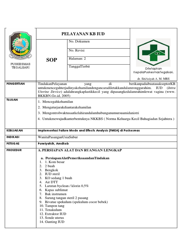Sop Pemasangan Iud | PDF