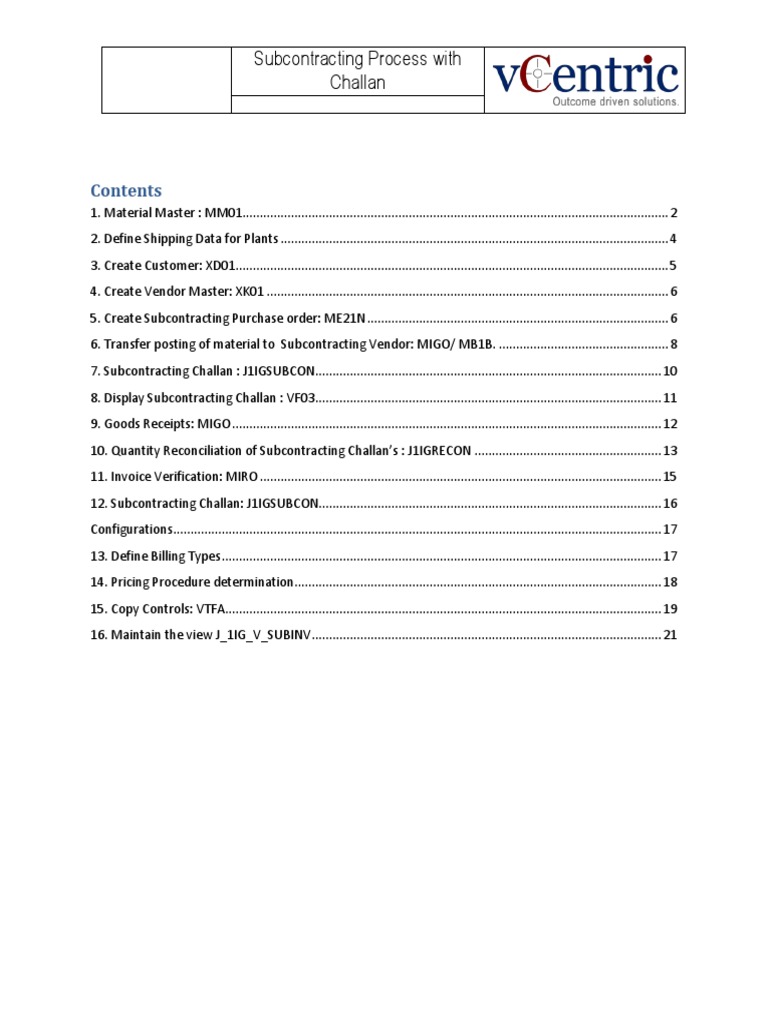 Subcontracting Process With Challan - GST - V.1.0 | PDF | Invoice | Receipt
