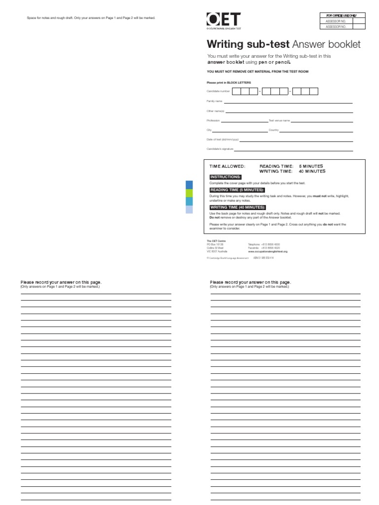 Writing Answer-Booklet For-Website PDF | PDF | Writing