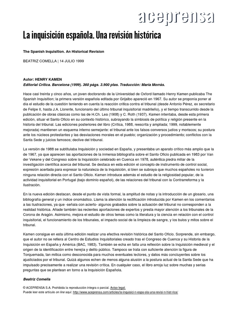 La Inquisicion Española PDF | PDF | Inquisición española | Religión y ...