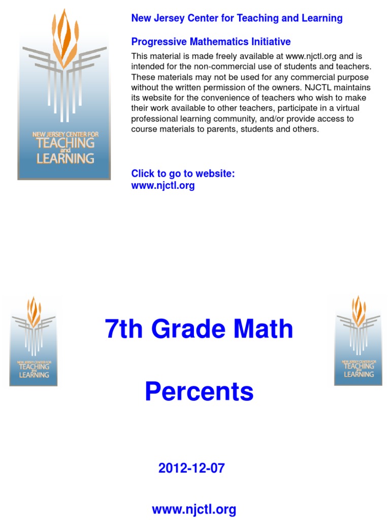 Grade 7 Percent Powerpoint NJCTL | PDF | Gratuity | Fraction (Mathematics)