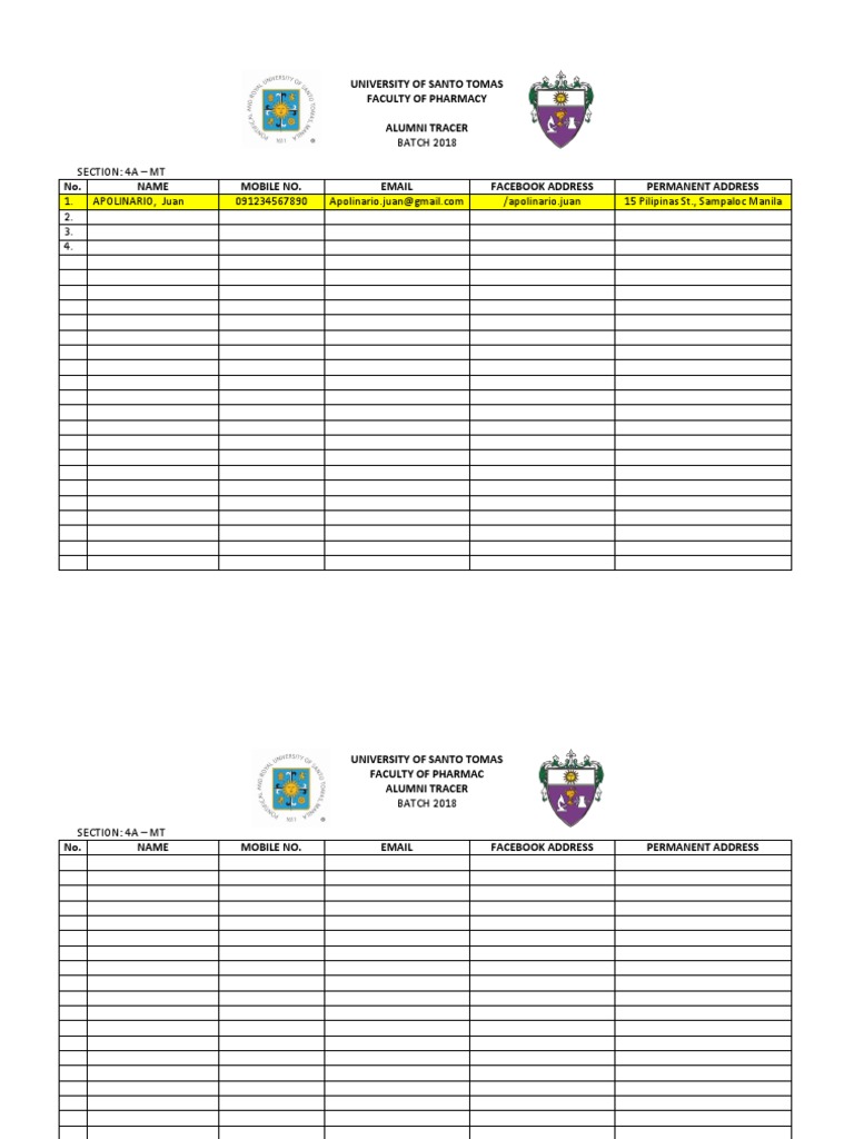 UST-FoP Alumni Tracer Template | PDF