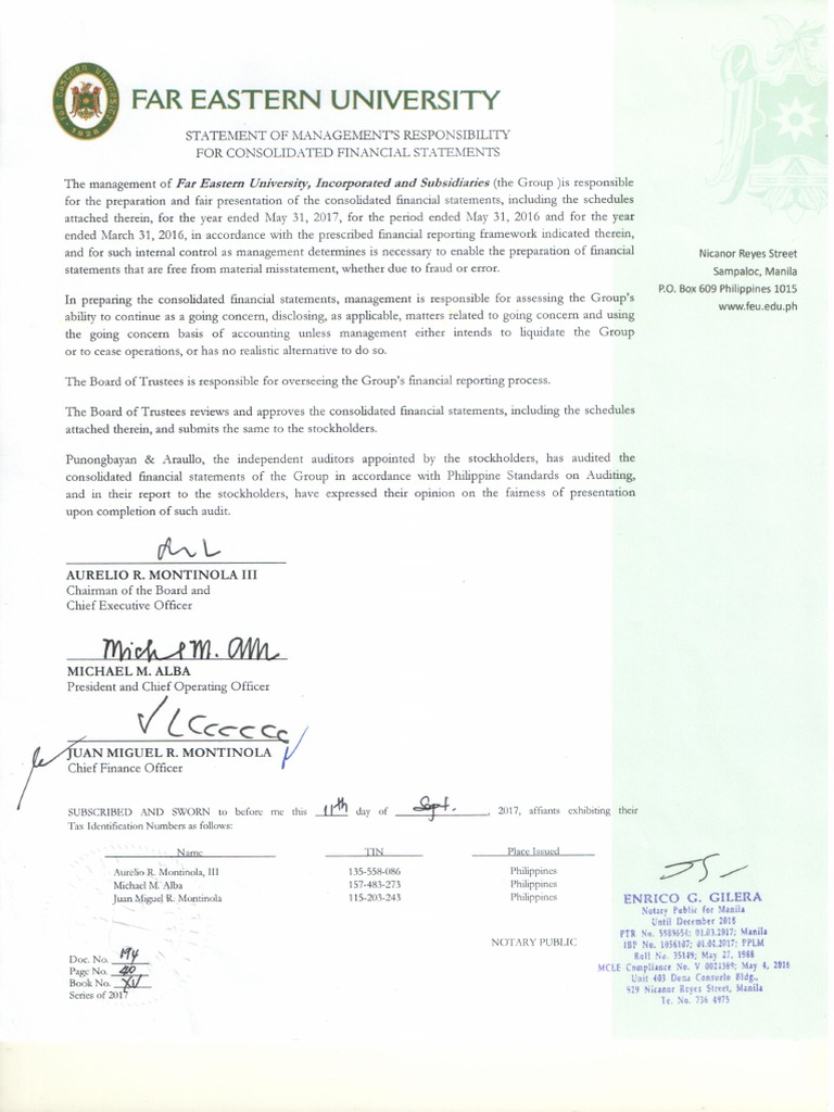 Final Copy of Conso FS - FEU | PDF | Financial Statement | Goodwill (Accounting)