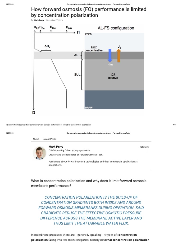 Concentration Polarization in Forward Osmosis Membranes ... Concentration Polarization in Forward Osmosis Membranes ...