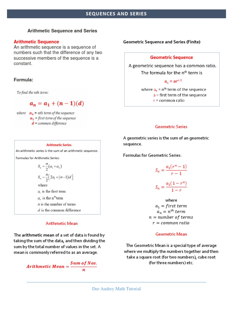 Arithmetic Sequences and Series Guide | PDF | Arithmetic Mean | Sequence