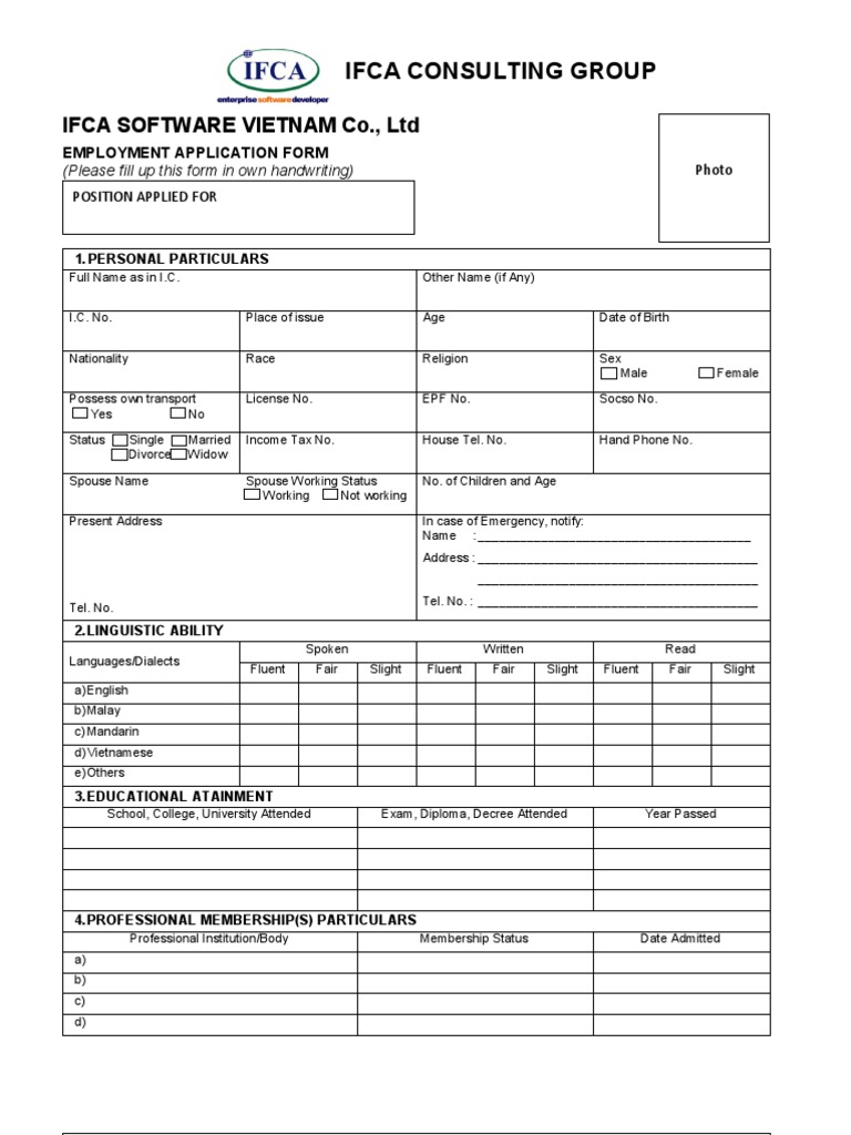 Employment Application Form Template | PDF | Oracle Database | Computing