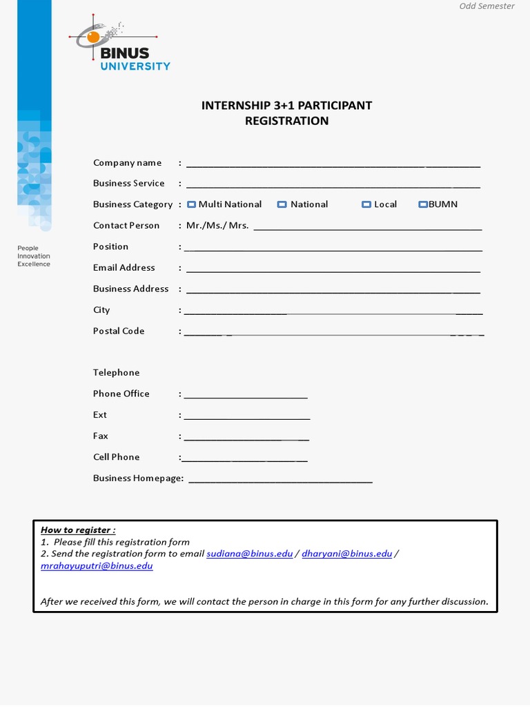 Internship Registration Form | PDF | Internship | Job Hunting