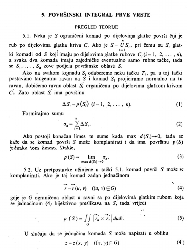 Povrsinski Integrali Prve Vrste (Zbirka Rjesenih Zadataka) | PDF