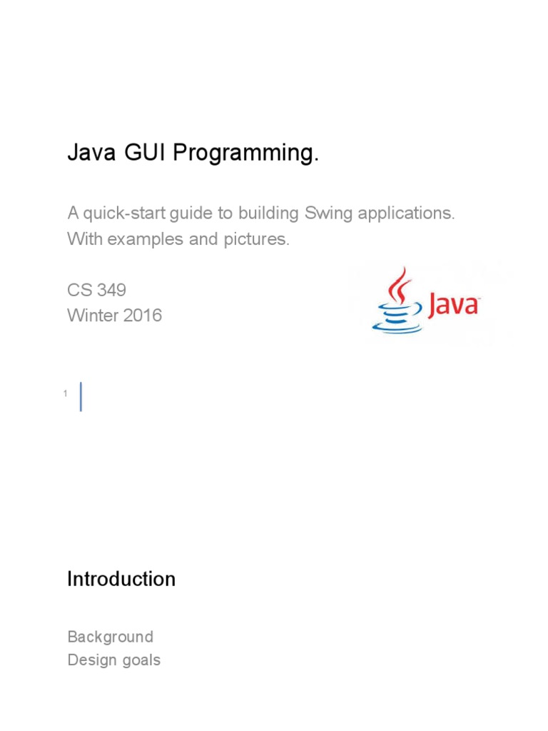 Java Gui Programming A Quick Start Guide To Building Swing Applications With Examples And