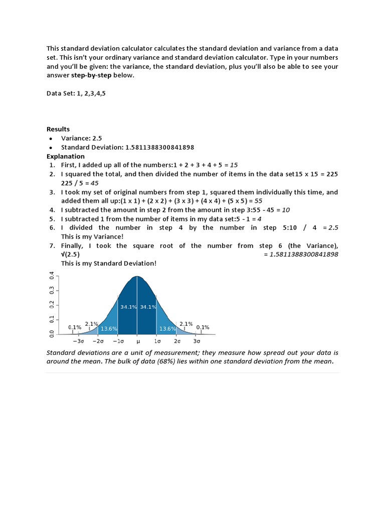 Step-by-Step Standard Deviation Calculator | PDF