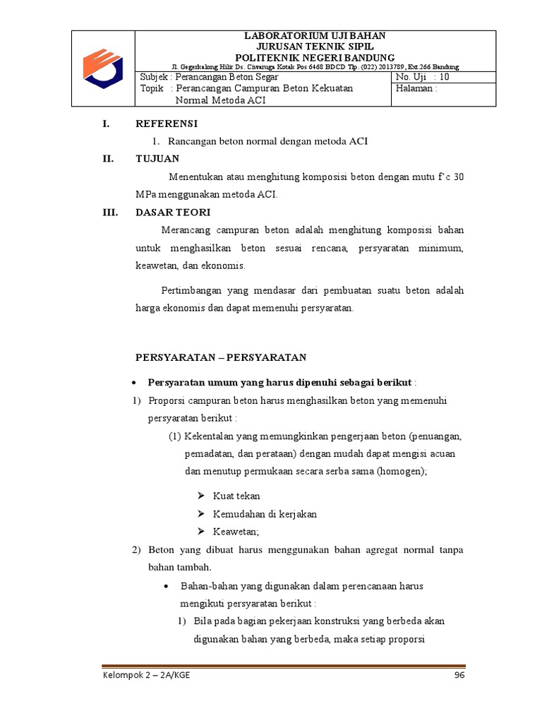 Mix Design Beton | PDF