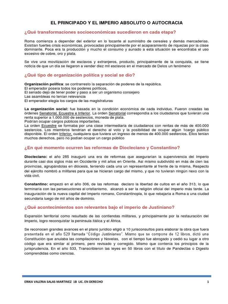 El Principado y El Imperio Absoluto o Autocracia | PDF | imperio Romano ...