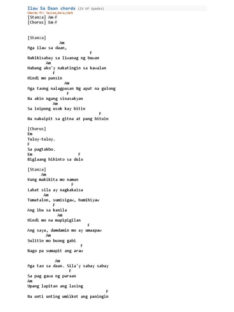 Ilaw Sa Daan Chords (IV of Spades) | PDF Ilaw Sa Daan Chords (IV of Spades) | PDF