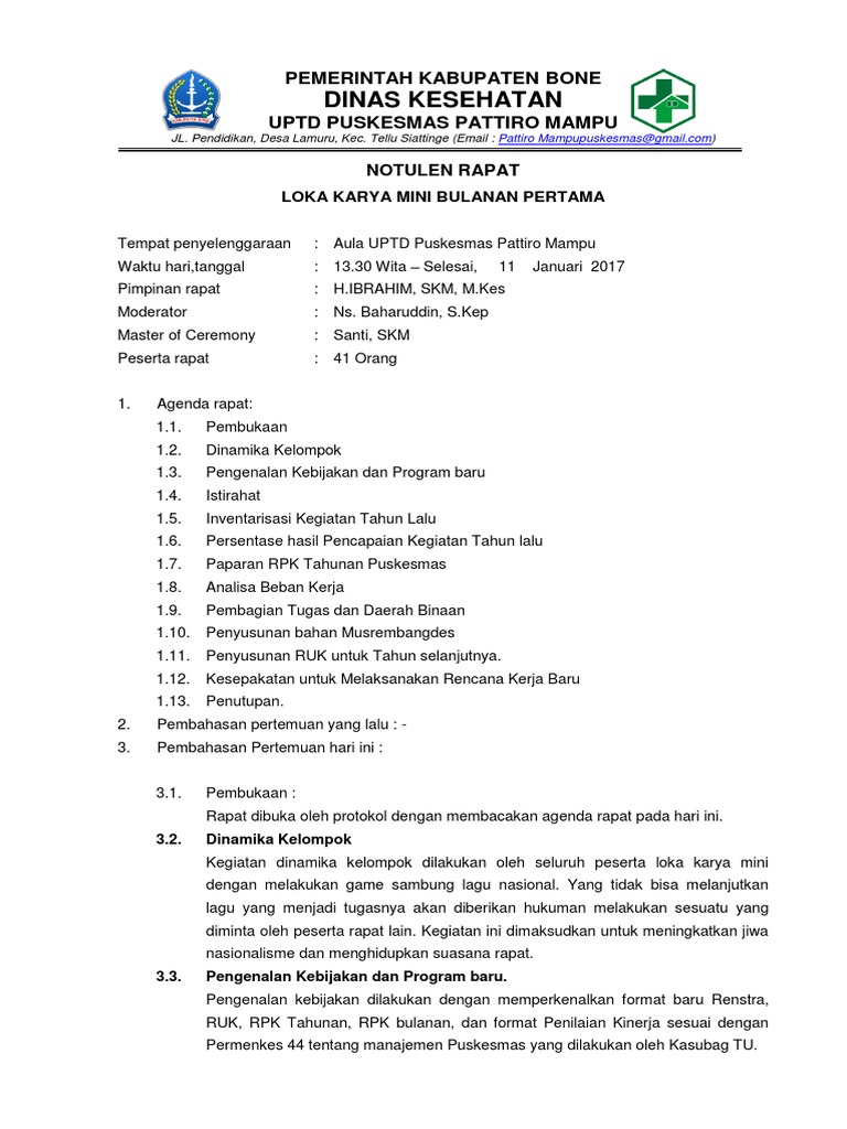 Notulen Lokmin Tribulanan | PDF