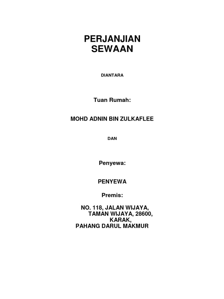 Perjanjian Sewa Premis Demis | PDF