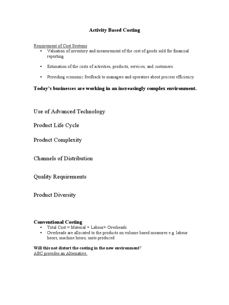 Activity Based Costing | PDF | Cost | Resource