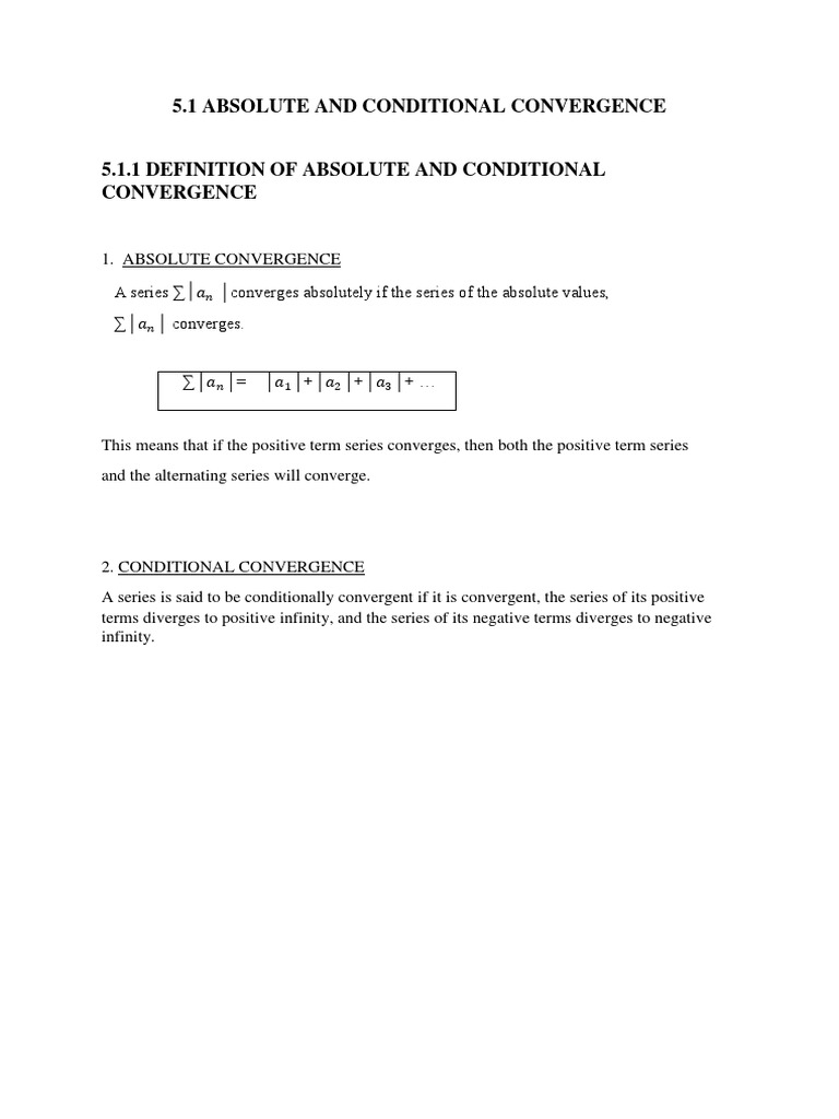 Absolute and Conditional Convergence | Download Free PDF | Series | Analysis