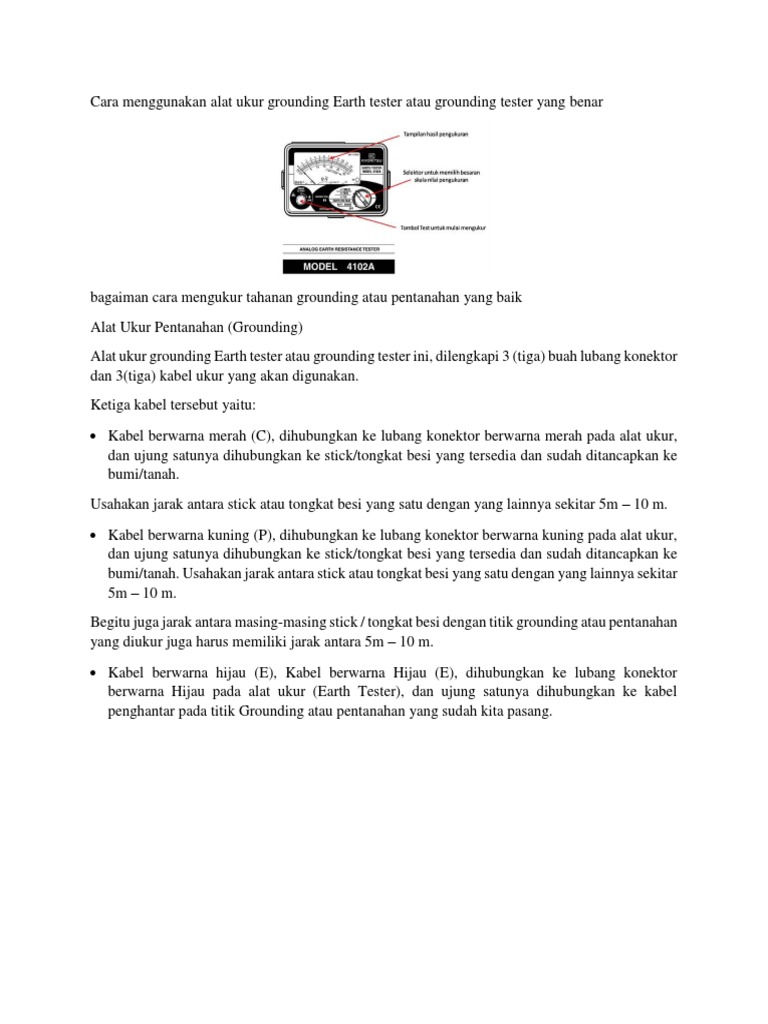 Cara Menggunakan Alat Ukur Grounding Earth Tester Atau Grounding Tester ...