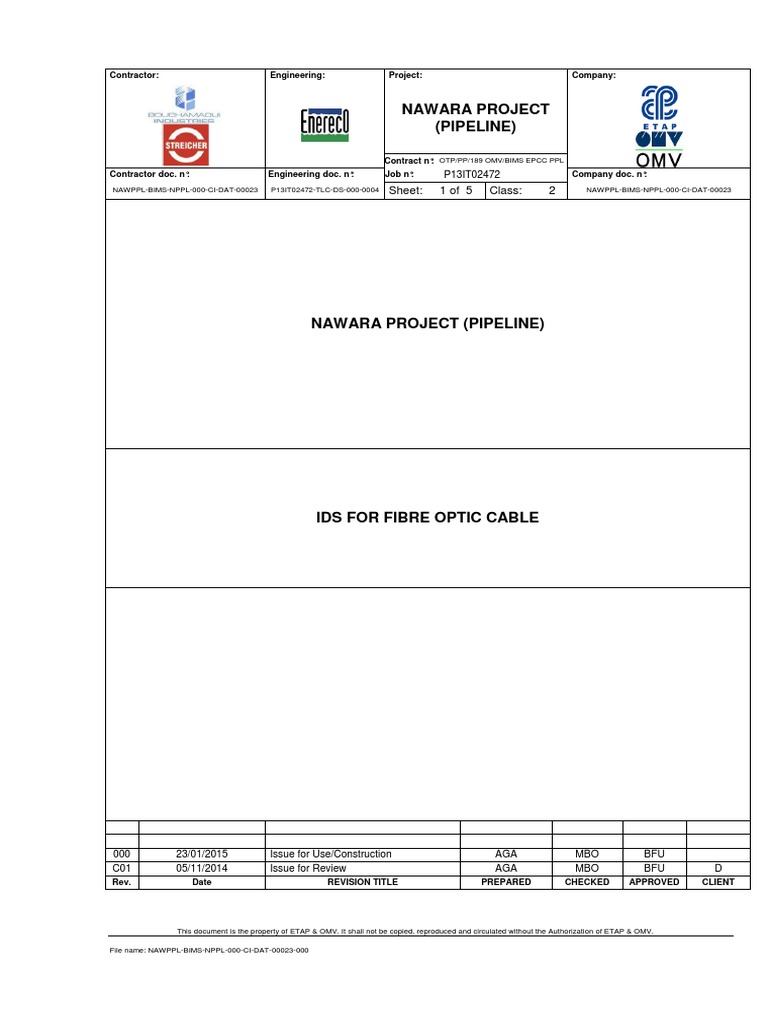 IDS For Fiber Optic Cable | PDF | Optical Fiber | Materials