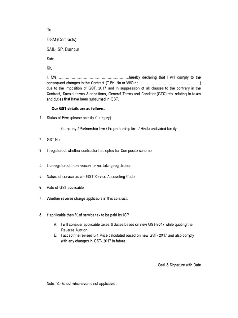 Declaration (GST) | PDF