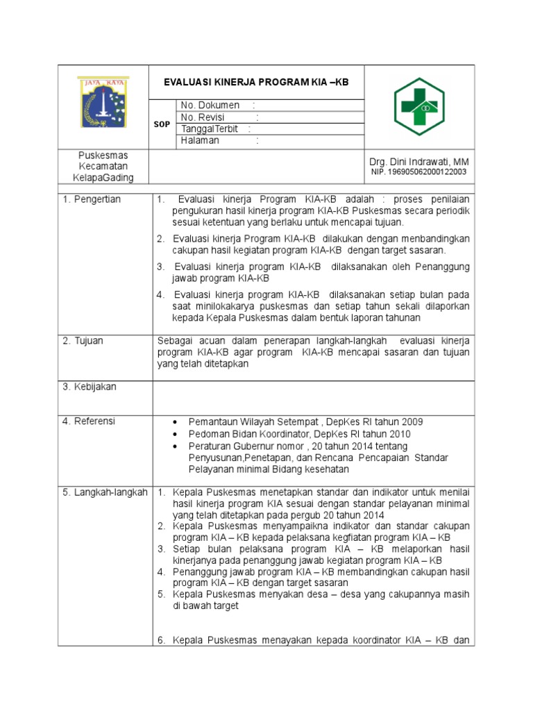 Sop Evaluasi Kinerja | PDF