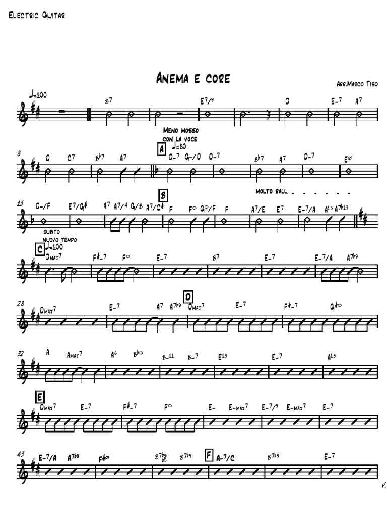 Anema e Core - Electric Guitar | PDF | Leisure