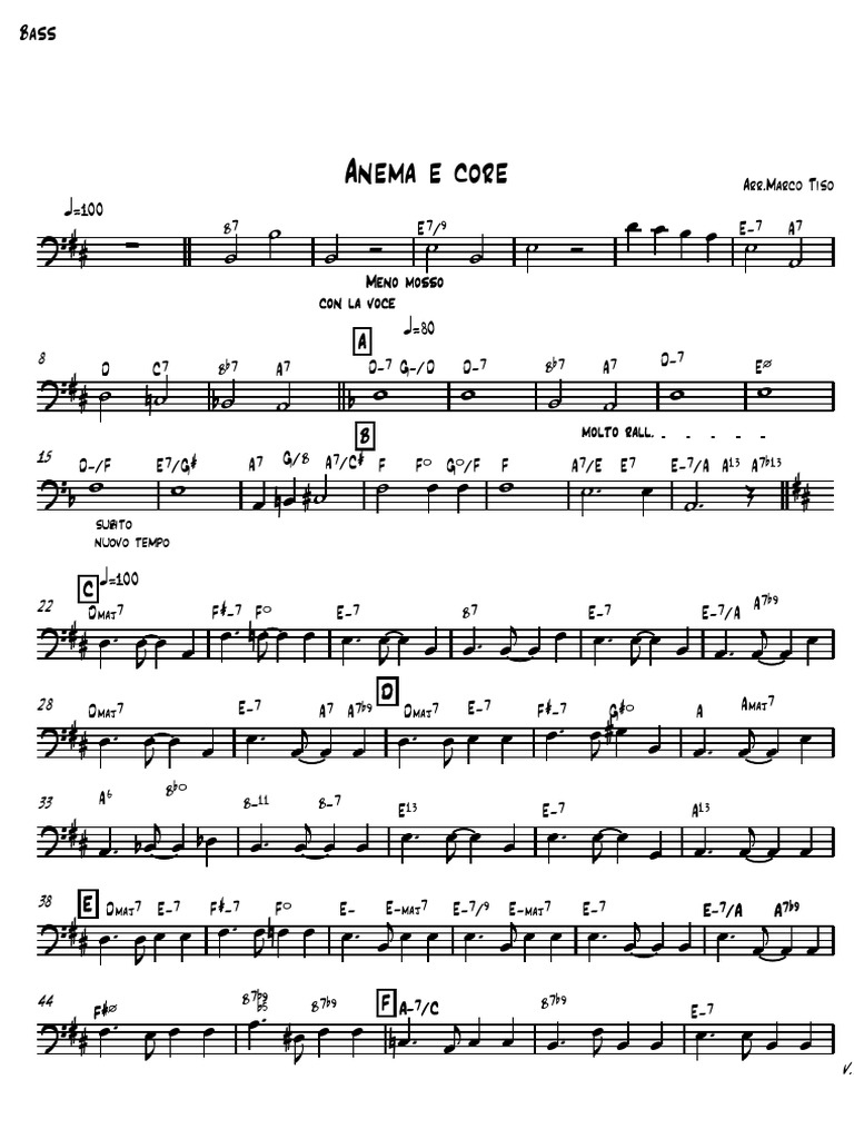 Anema e Core - Bass | Download Free PDF | Leisure