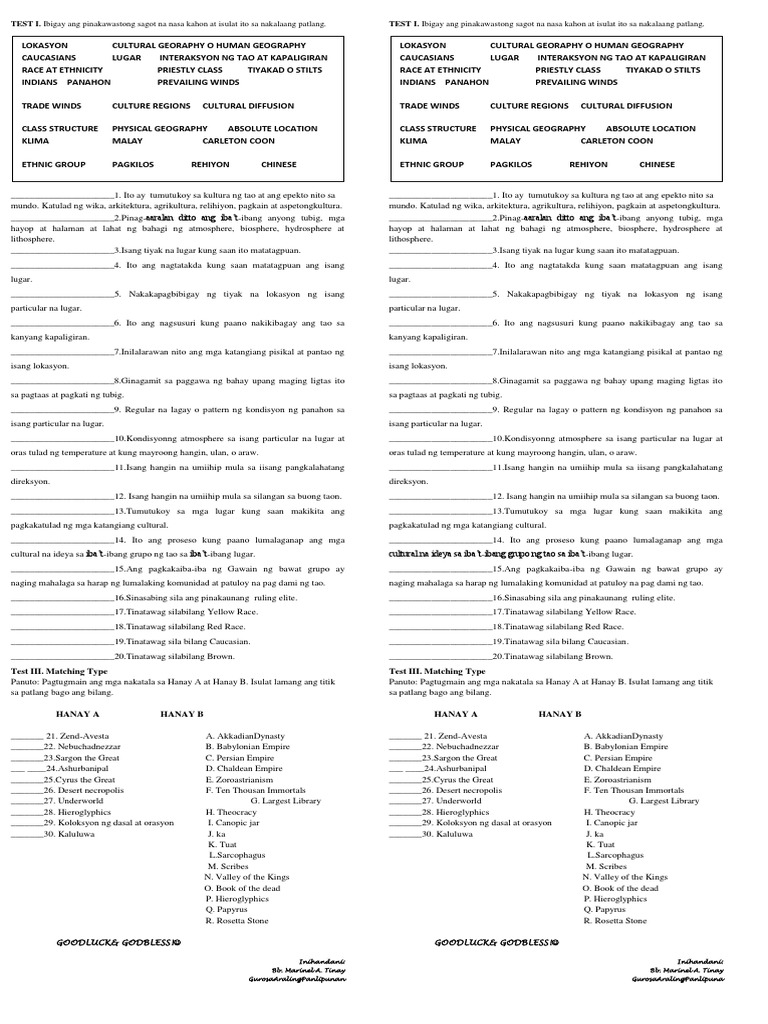Unit Test g8 Final | PDF