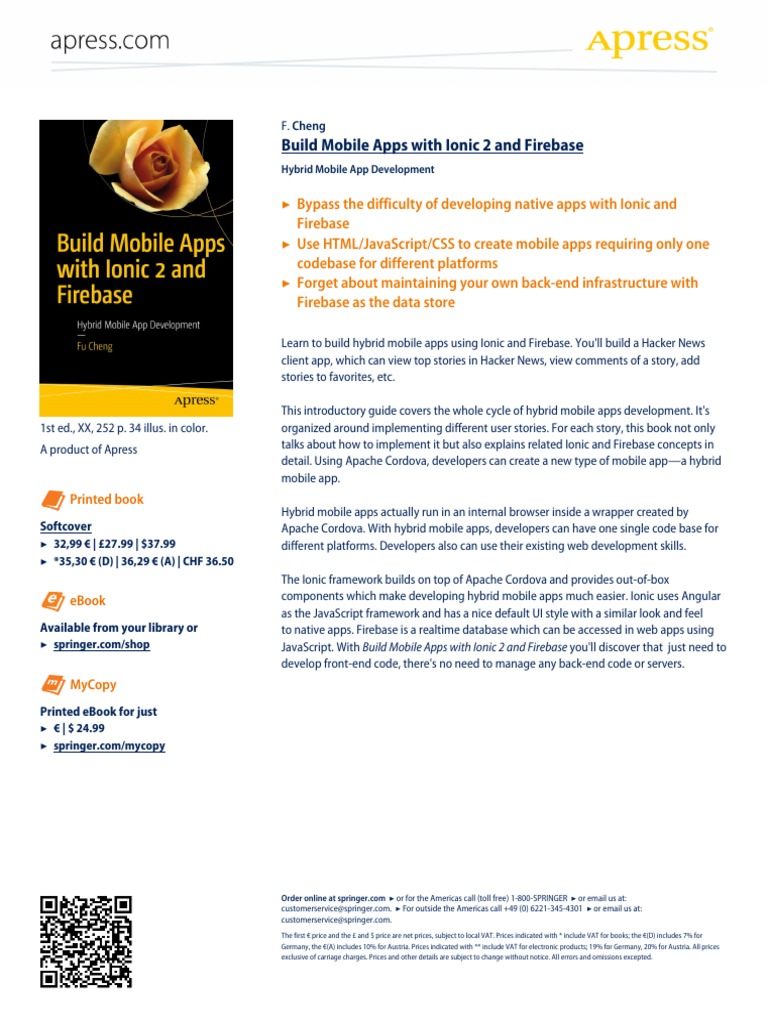 Build Mobile Apps With Ionic 2 and Firebase: Printed Book | PDF | Mobile App | Java Script