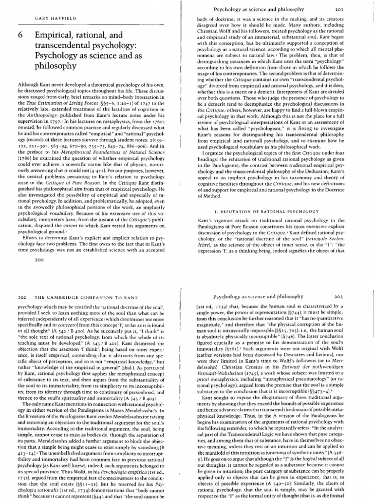 The Cambridge Companion To Kant Aufsatz Zur Psychologie | Download Free ...