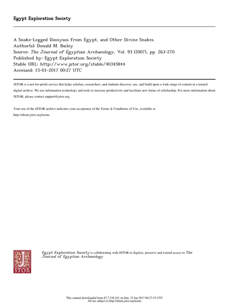 A Snake-Legged Dionysos From Egypt, and Other Divine Snakes | PDF ...