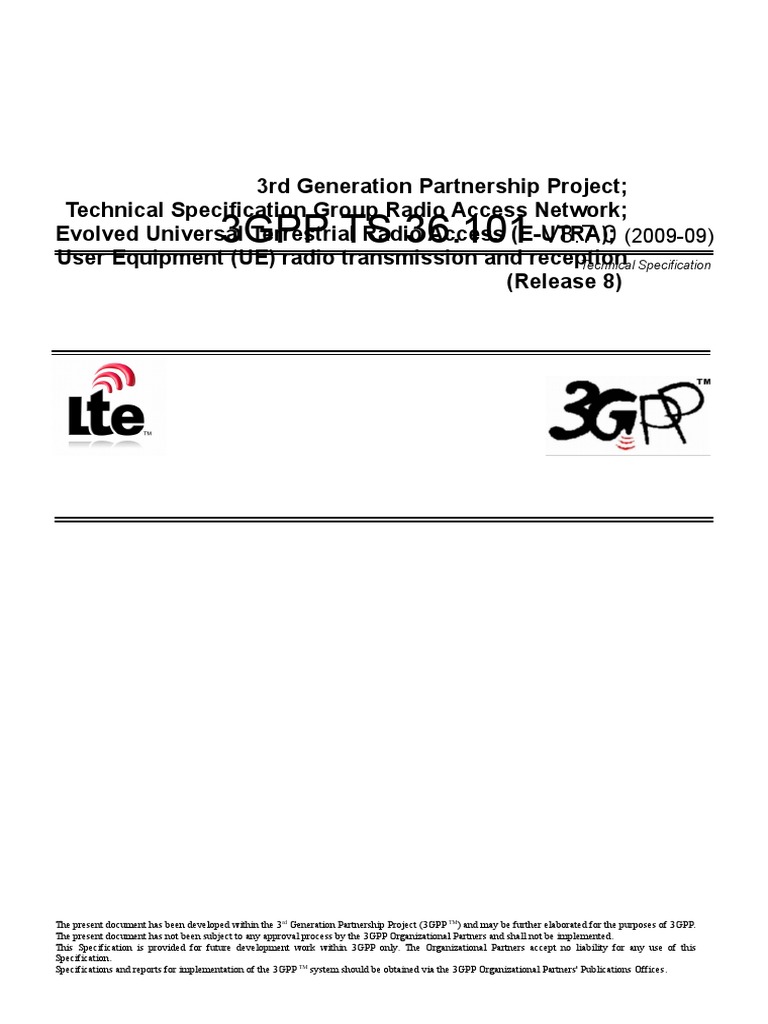 3GPP TS 36.101: Technical Specification | PDF | 3 Gpp | Duplex (Telecommunications)