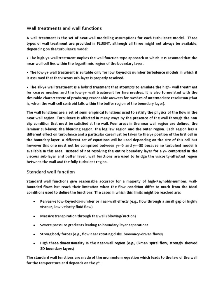 Wall Treatments and Wall Functions | PDF | Boundary Layer | Turbulence