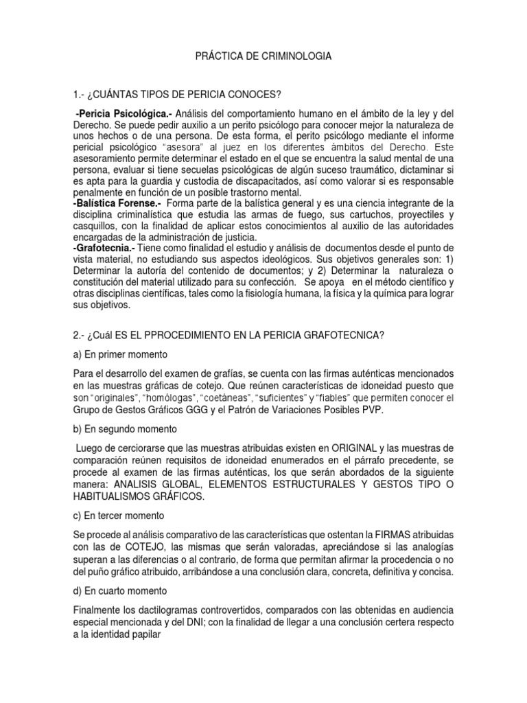 Tipos de Pericias | PDF | Testigo experto | Sicología