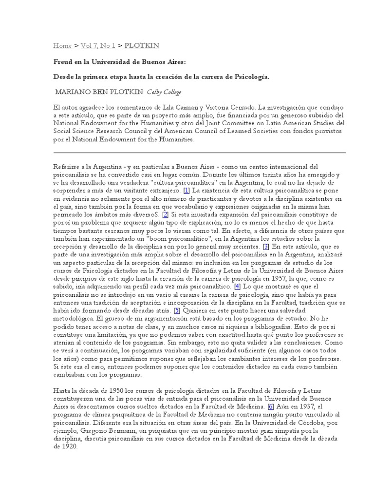 Plotkin | PDF | Psicoanálisis | Sigmund Freud