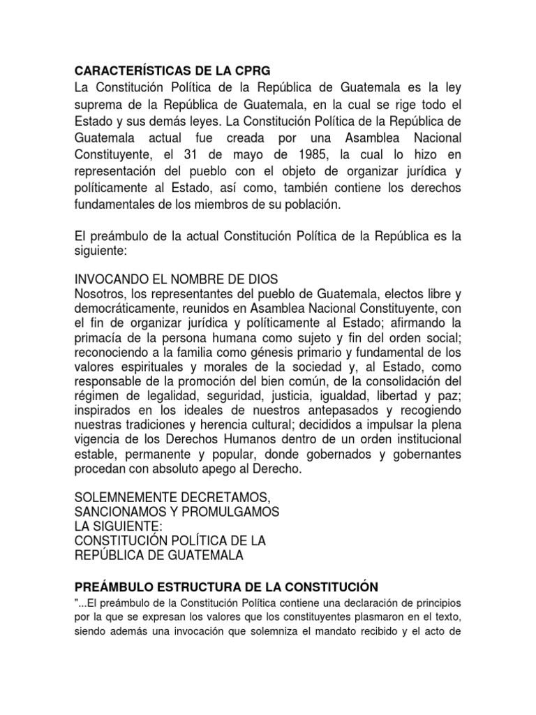 Características de La CPRG | PDF | Gobierno | Justicia