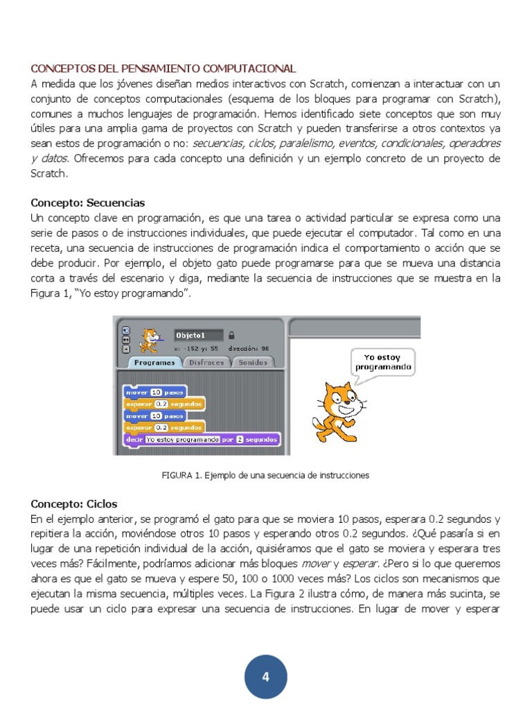 Conceptos Pensamiento Computacional y Scratch | PDF | Scratch (lenguaje de programación ...