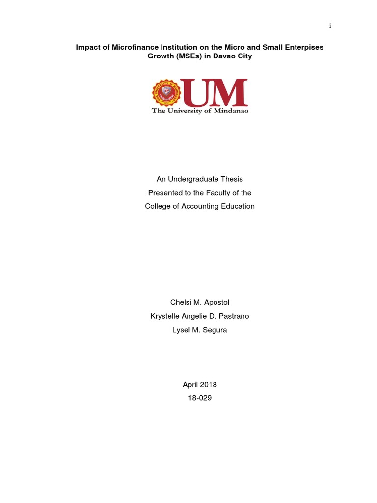 Impact of Microfinance on MSE Growth in Davao City | PDF | Thesis ...