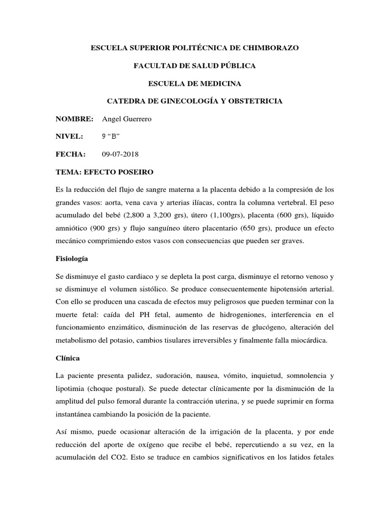 Efecto Poseiro en el Embarazo | PDF | Feto | Placenta