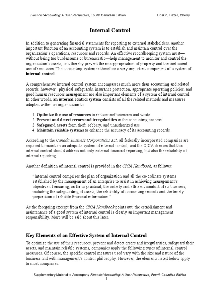 Internal Control | PDF | Internal Control | Internal Audit