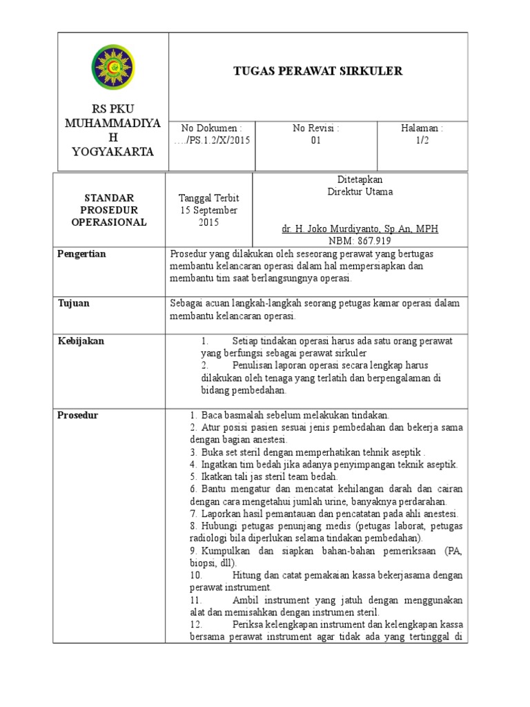 Spo Tugas Perawat Sirkuler | PDF