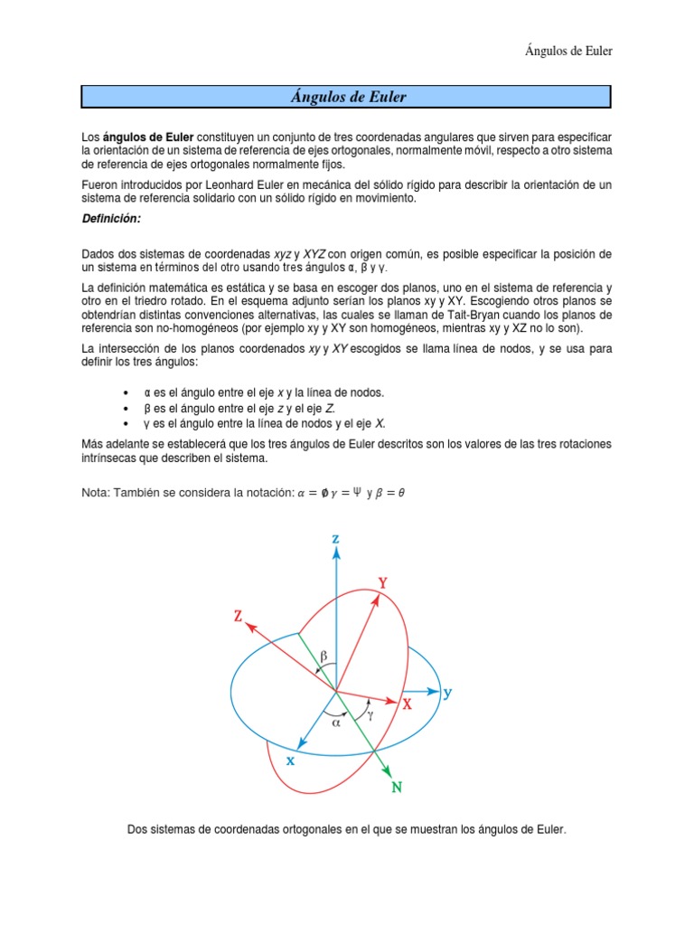Definición y Aplicaciones de Ángulos de Euler | PDF | Objetos ...