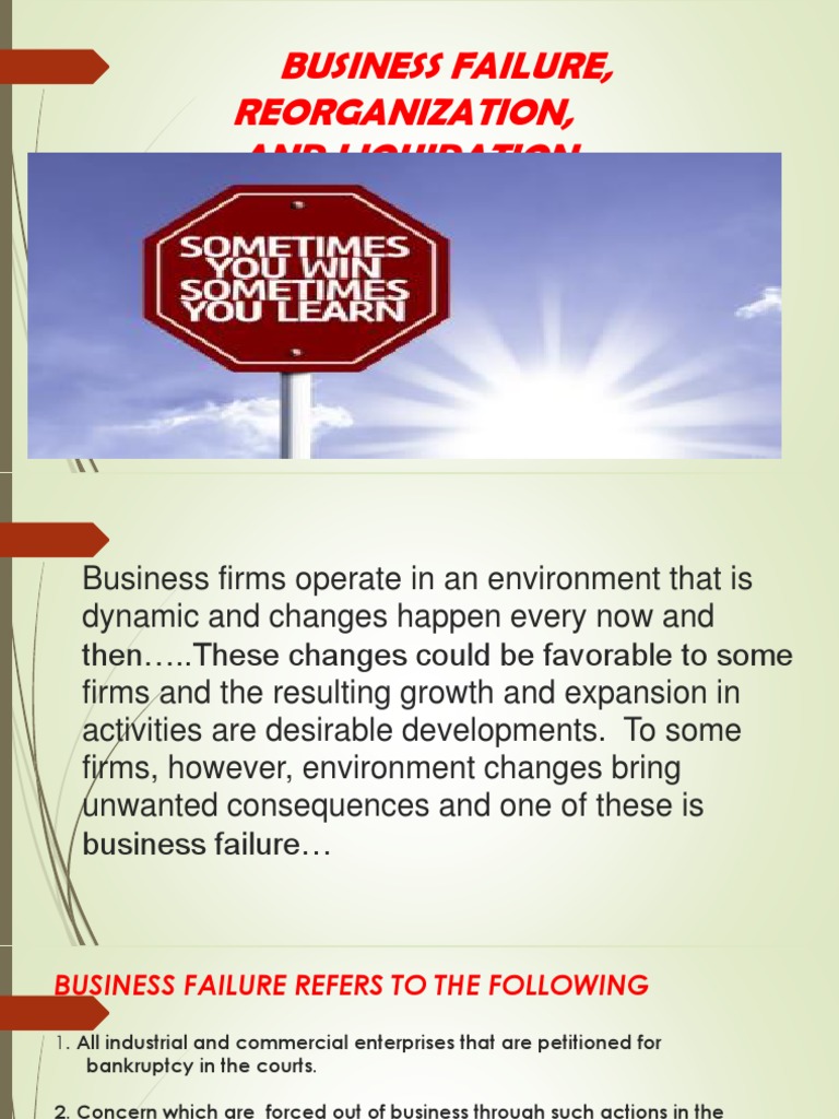 Business Failure, Reorganization, and Liquidation | PDF | Bankruptcy ...