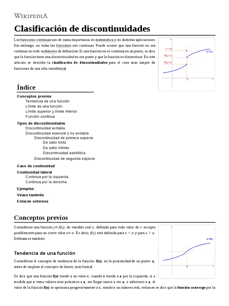 Clasificación de Discontinuidades Funcionales | PDF | Función continua ...