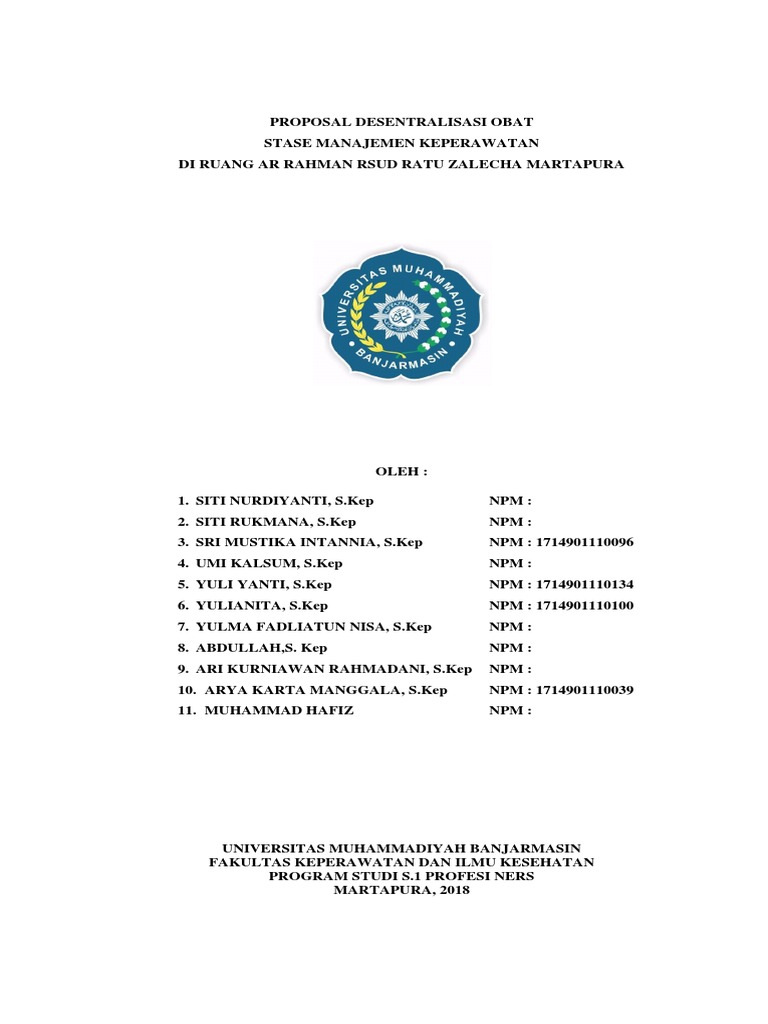 Proposal Sentralisasi Obat Keperawatan | PDF