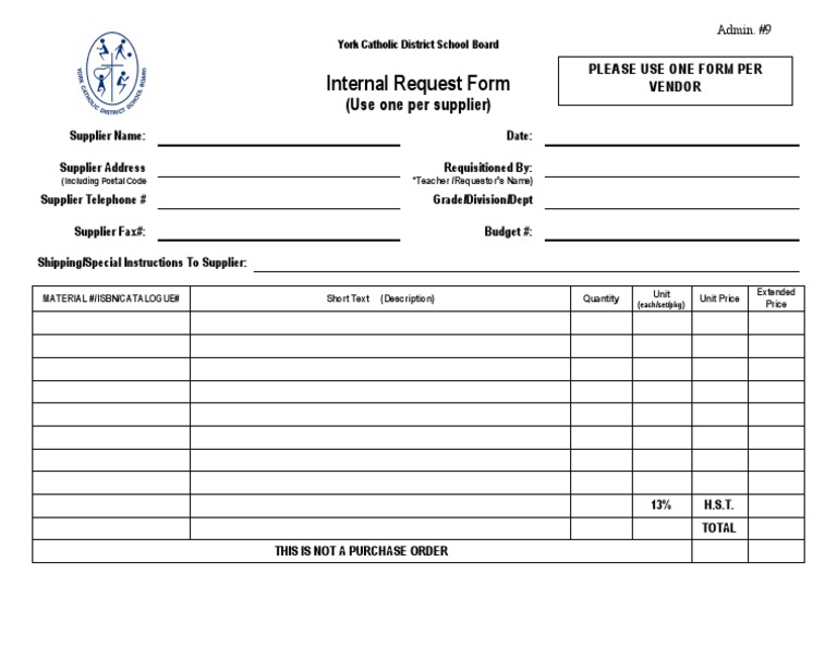 Admin 9 Internal Request Form | PDF | Supply Chain Management | Written Communication