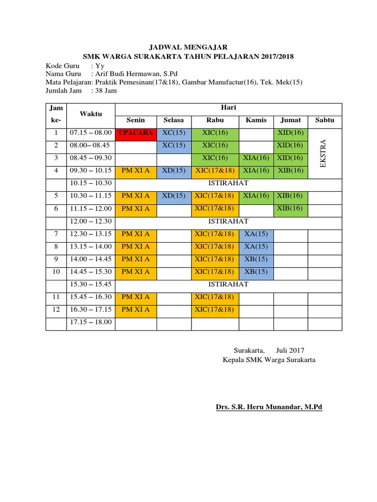 Jadwal Mengajar | PDF